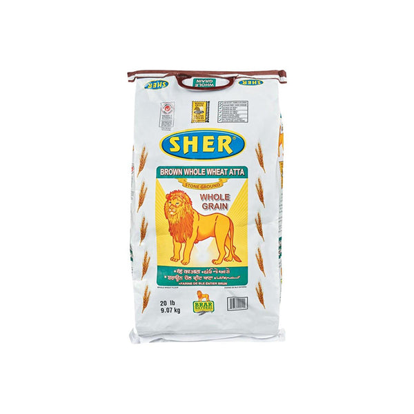 Sher Brown Whole Wheat Atta 20 lbs – Fruiticana Calgary